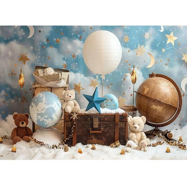 Aircraft Photography Backdrop for Photo Studio Light Blue Wall Balloon ...