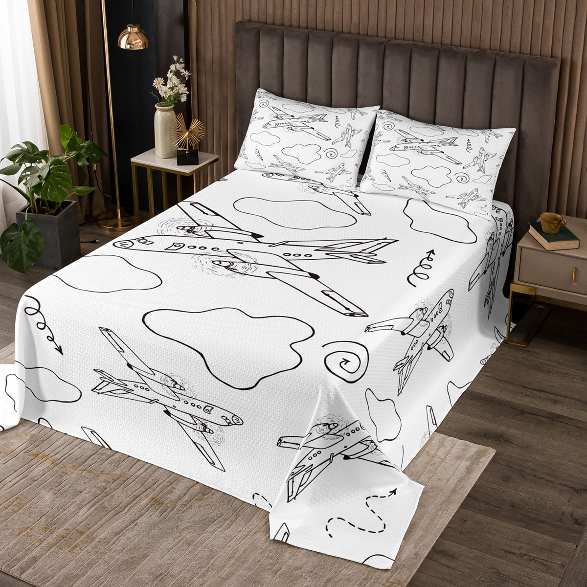 Aircraft Quilt Set Airplane Bedspread Set Queen,Helicopter Aircraft ...