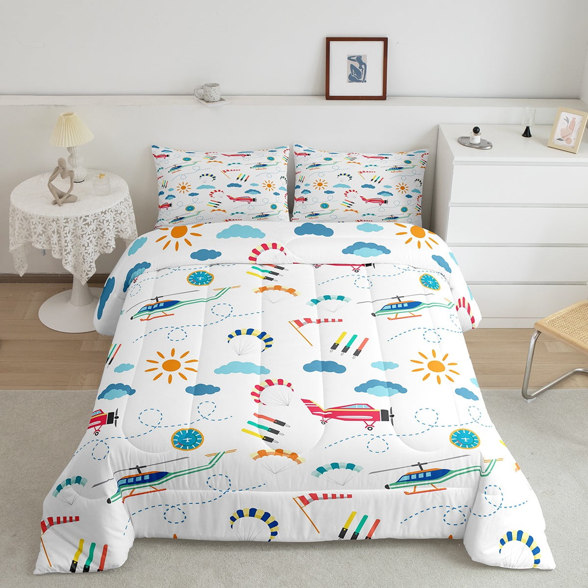 Aircraft Bedding Set Airplane Twin Comforter Set ,Construction Quilt ...