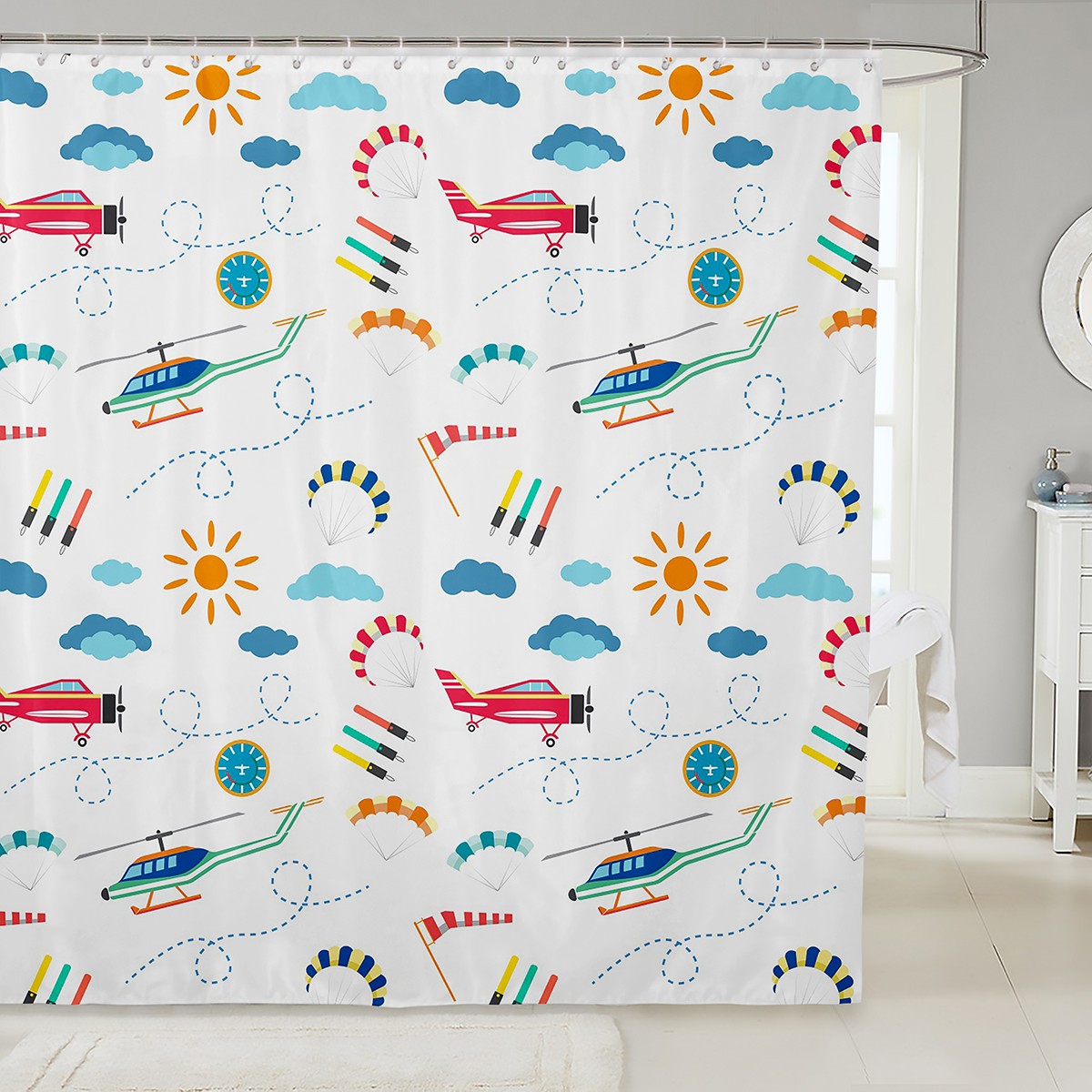 Aircraft Fabric Shower Curtain Airplane Bath Curtain ,Construction ...