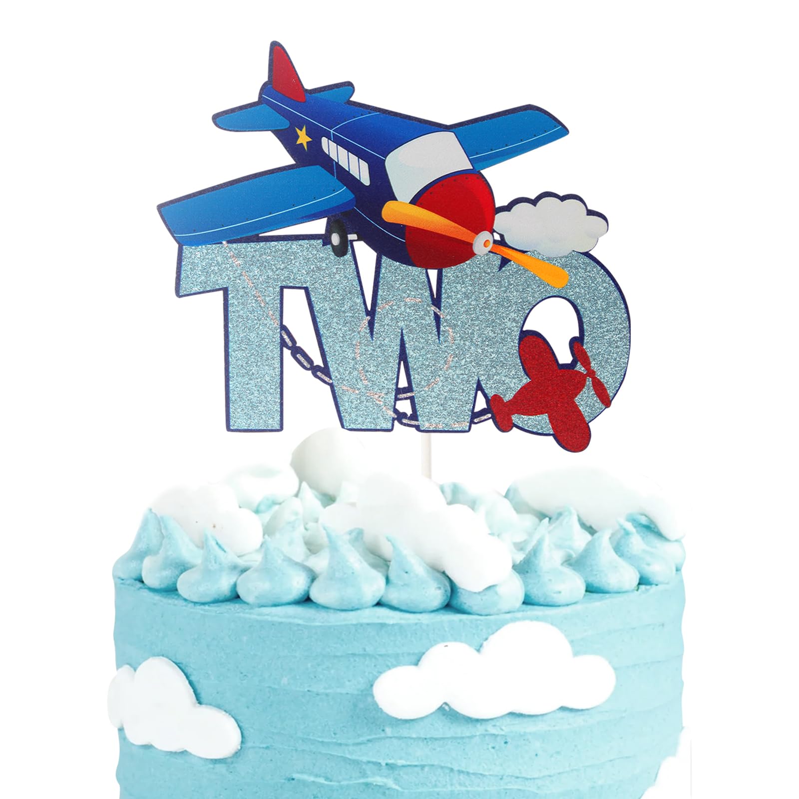 Aircraft Two Cake Topper,Airplane 2nd Year Old Party Supplies for Kids ...