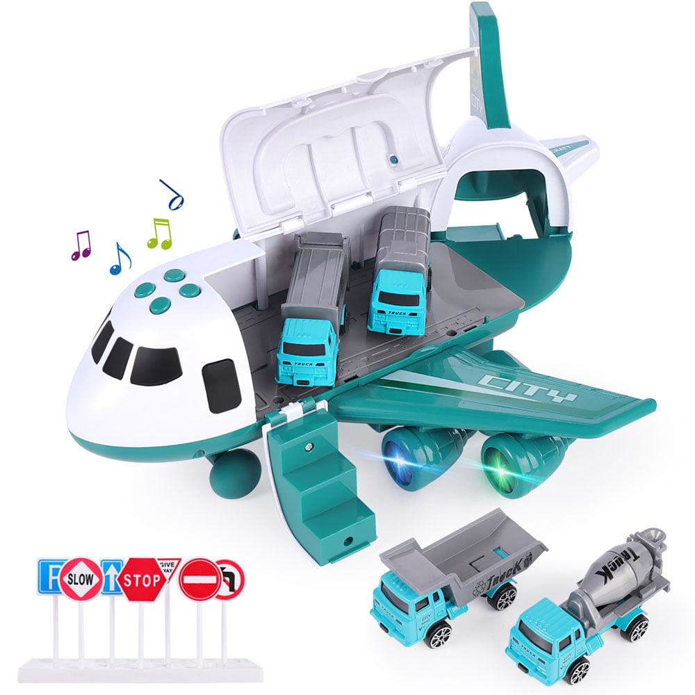 Aircraft Vehicle Playset, Inertia Wheel Airplane with Vehicles ...