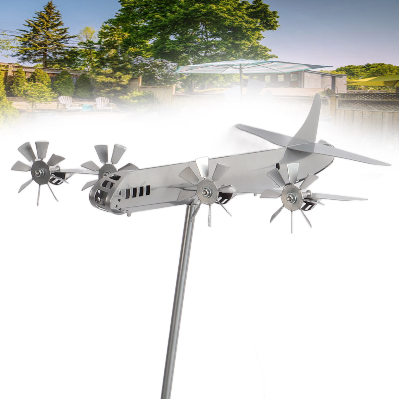Aircraft Wind Sculpture Wind Powered Rotate Stainless Steel Airplane ...