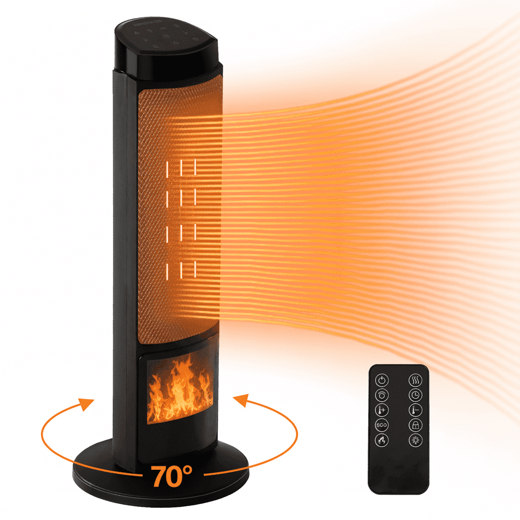 Airdown 24" Indoor Space Heater with Thermostat and Remote, 70 ...