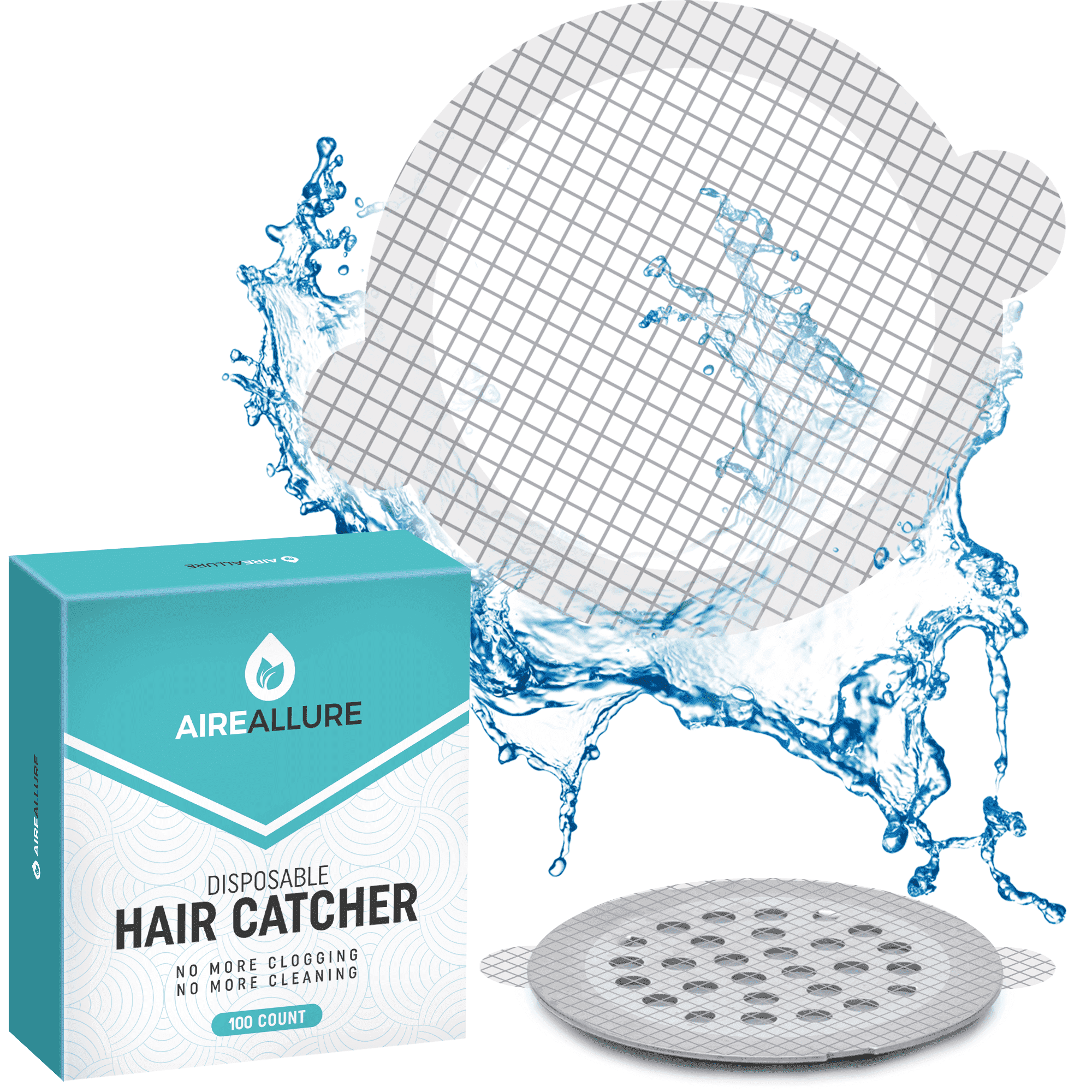 Aire Allure Disposable Shower Drain Hair Catcher Mesh Stickers, 100 ct ...