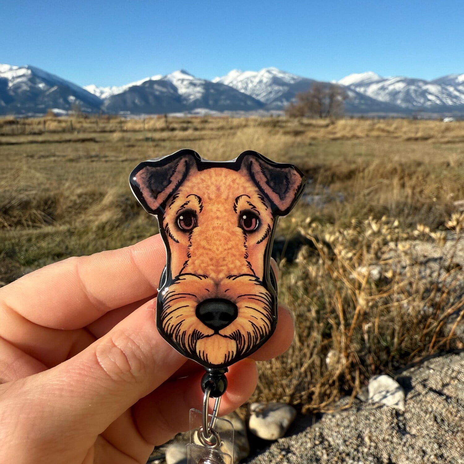 Airedale Badge Reel ID holder: Gift for Terrier Dog Lovers, nurses, vet ...
