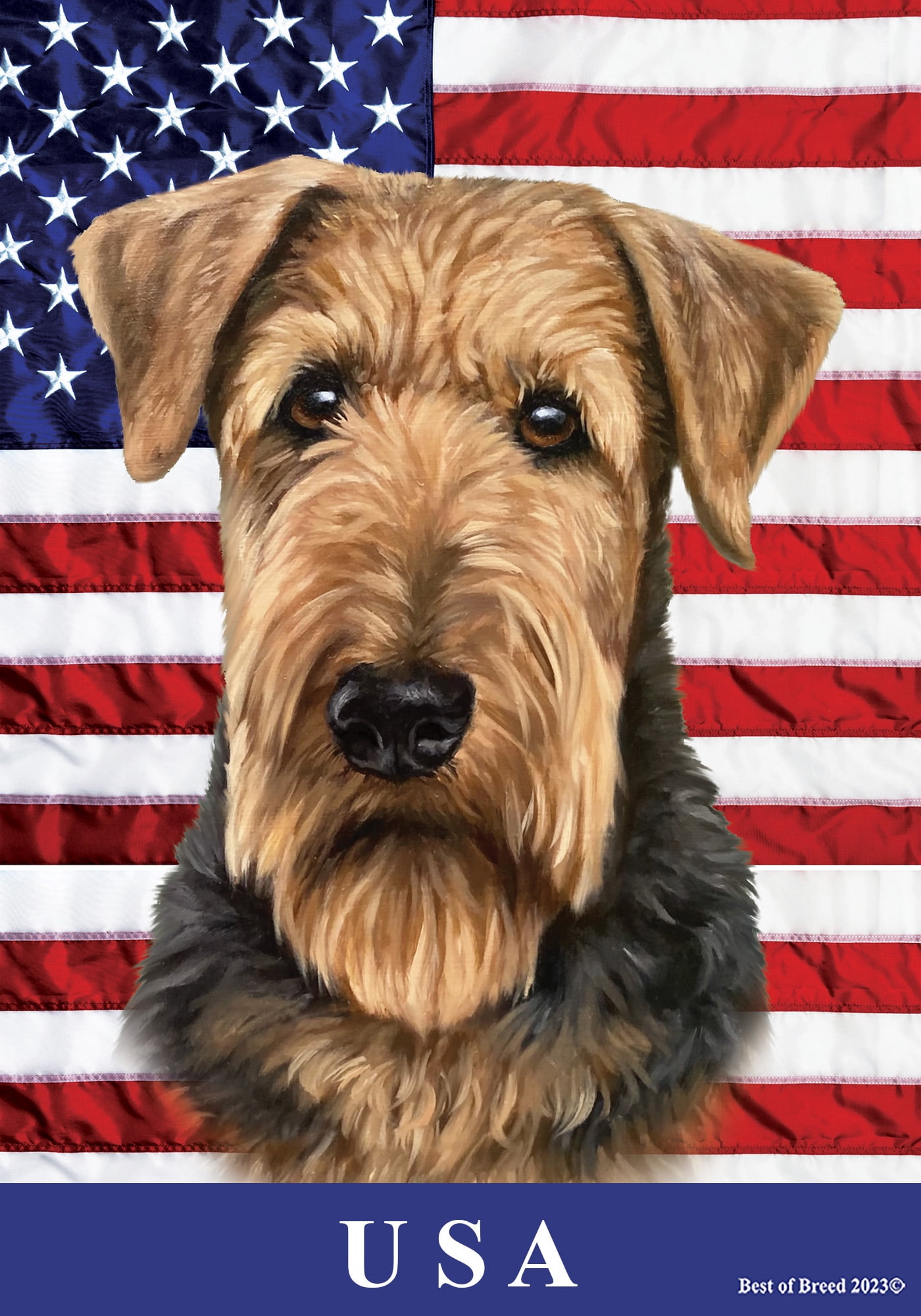 Airedale - Best of Breed All-American II House Flag is 28" x 40" Made ...
