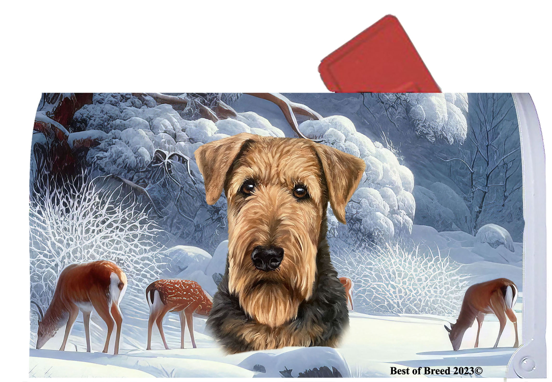 Airedale - Best of Breed Winter Wonderland Dog Breed Mail Box Cover ...