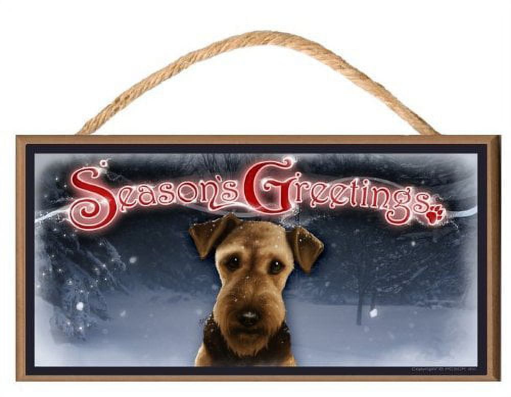 Airedale Dog "Season's Greetings" Dog Sign / Plaque featuring the art ...