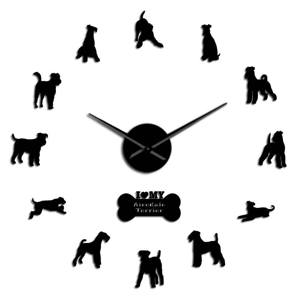 Airedale Terrier Dog Breed Figurine Contemporary DIY Wall Clock Animal ...