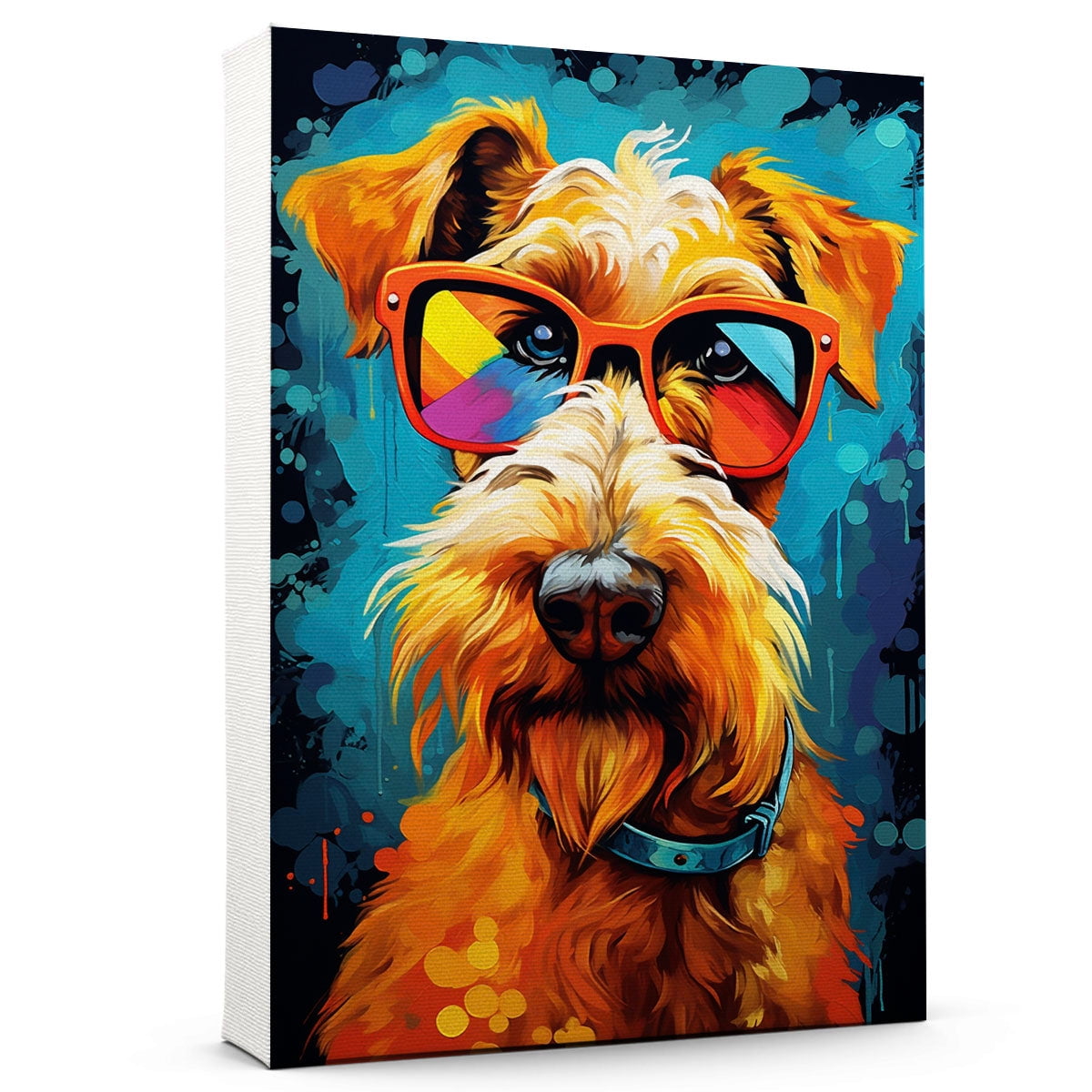 Airedale Terrier Dog Glasses Wall Canvas Canvas Framed New Mom Gifts ...