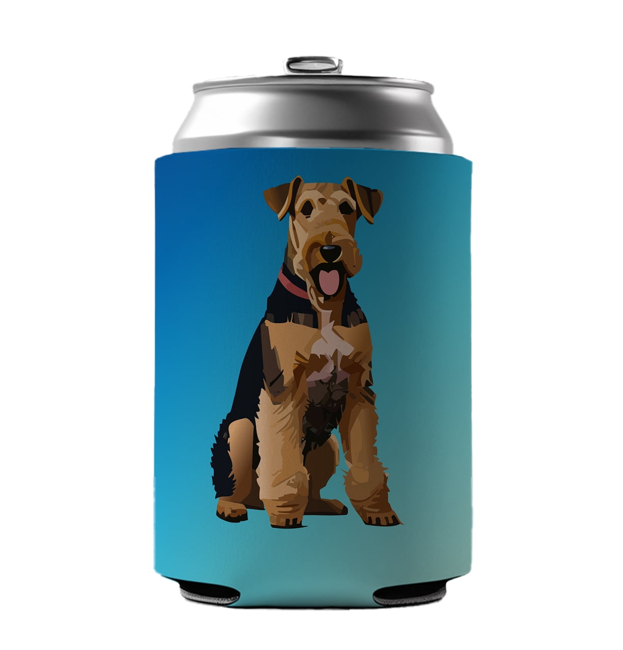 Airedale Terrier Dog Sitting Drink Beer Soda Insulated Sleeve Holder ...