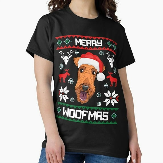 Airedale Terrier Merry Woofmas Christmas Dog Gift With A Funny Pet ...