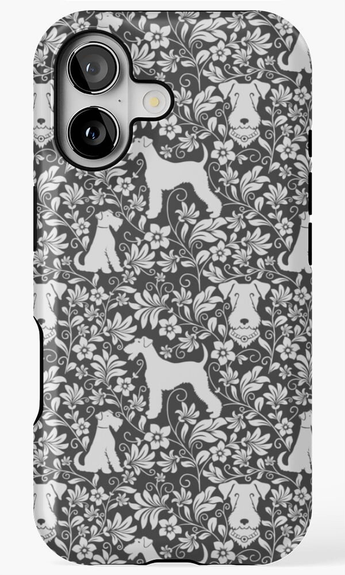 Airedale Terrier Silhouette Floral Pattern Dog Lover Pet Phone Case for ...