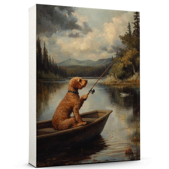 Airedale Terrier Vintage Dog Fishing Canvas – Artistic Sports, Airedale ...