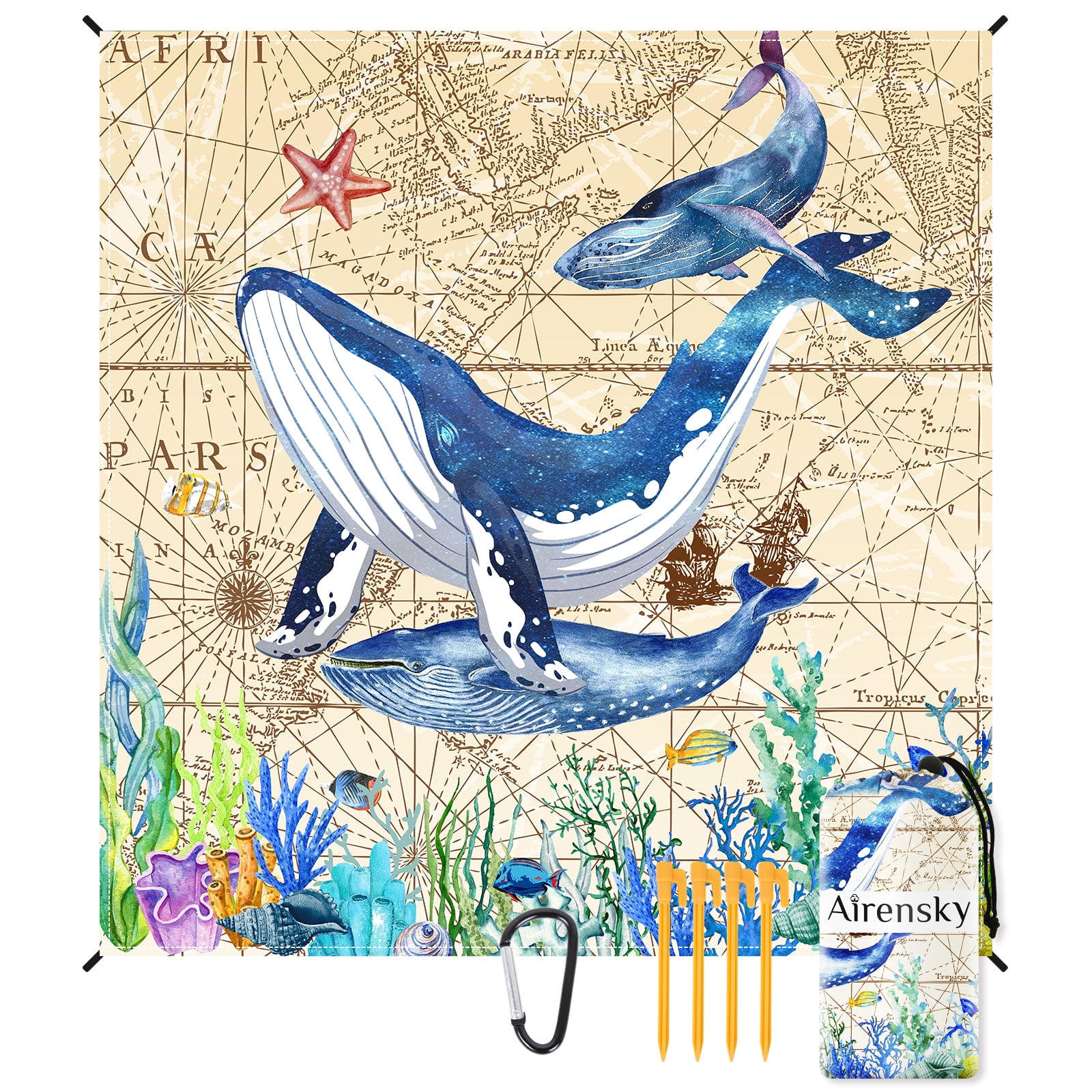 Airensky 79" X 82" Large Beach Picnic Blanket & Mat for 4–7 Adults ...