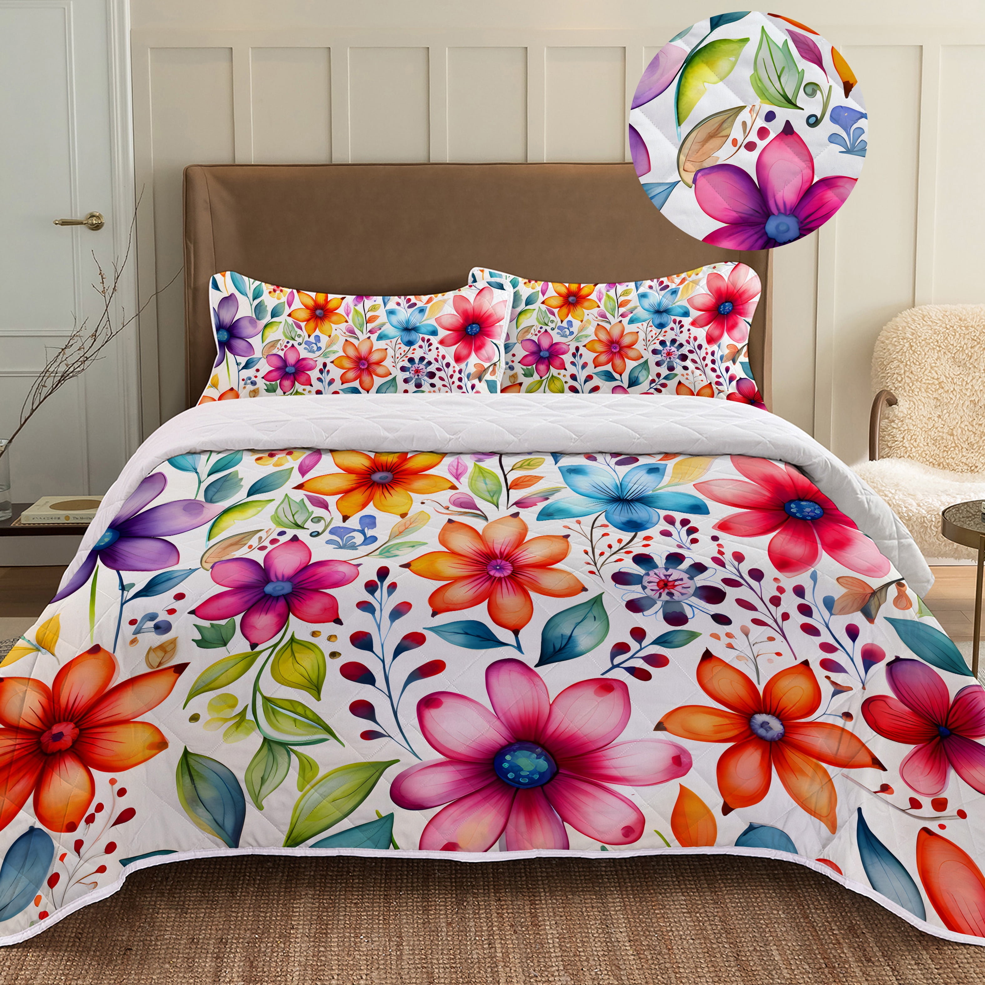 Airensky Red Floral Duvet Cover Queen Size - Ultra Soft and Breathable ...