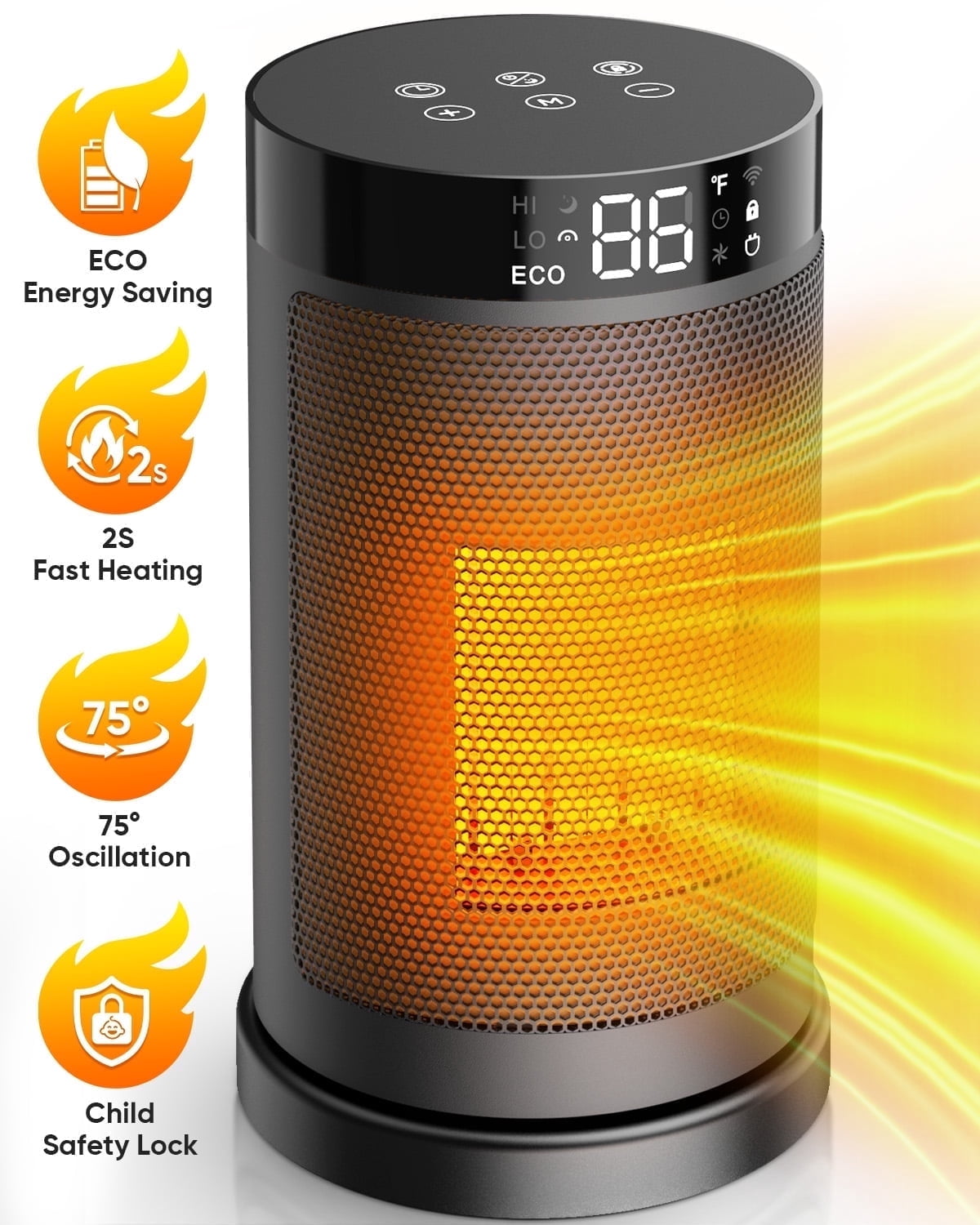 AIRFIRE Space Heater, 1500W Electric Portable Heaters with Thermostat ...