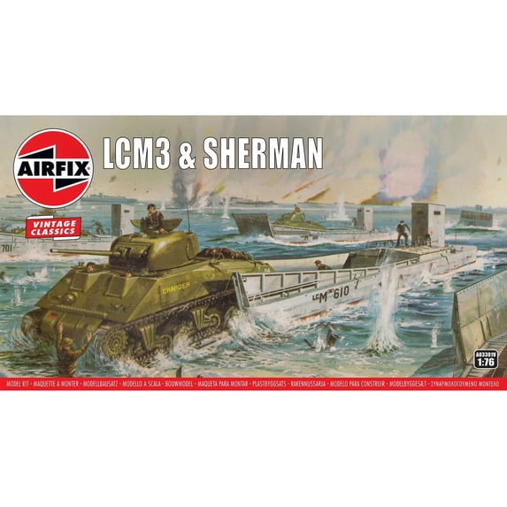 Airfix 03301V WWII LCM3 & Sherman Tank 1/76 Scale Plastic Model Kits ...