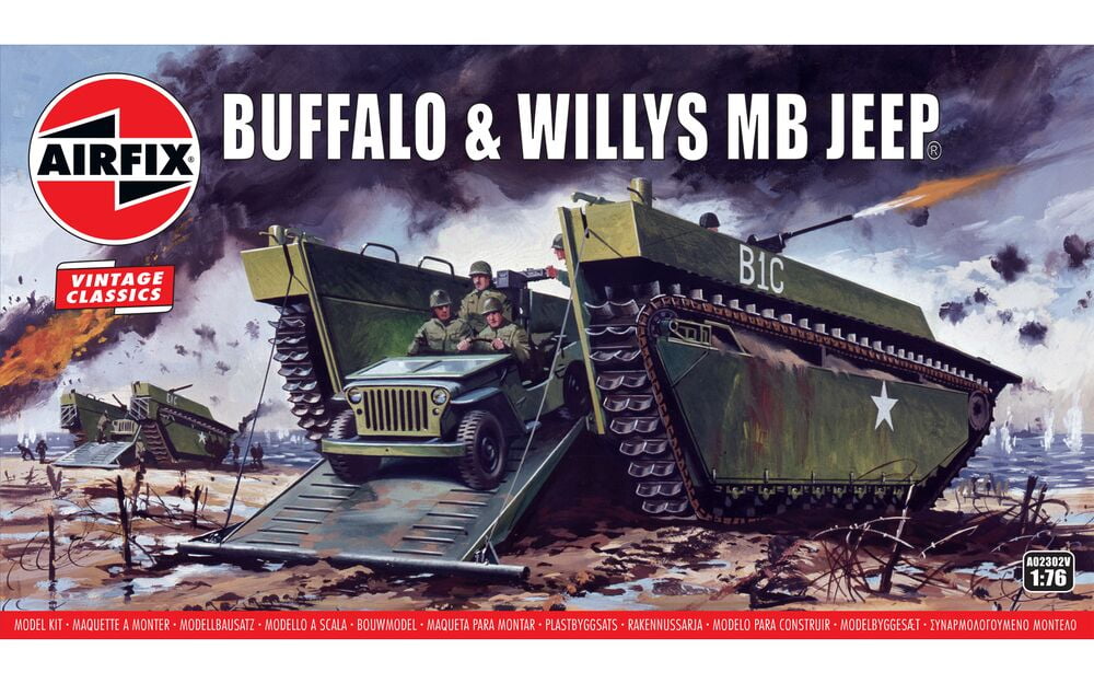 Airfix A02302V Buffalo & Willys MB Jeep 1:76 Scale Plastic Model ...