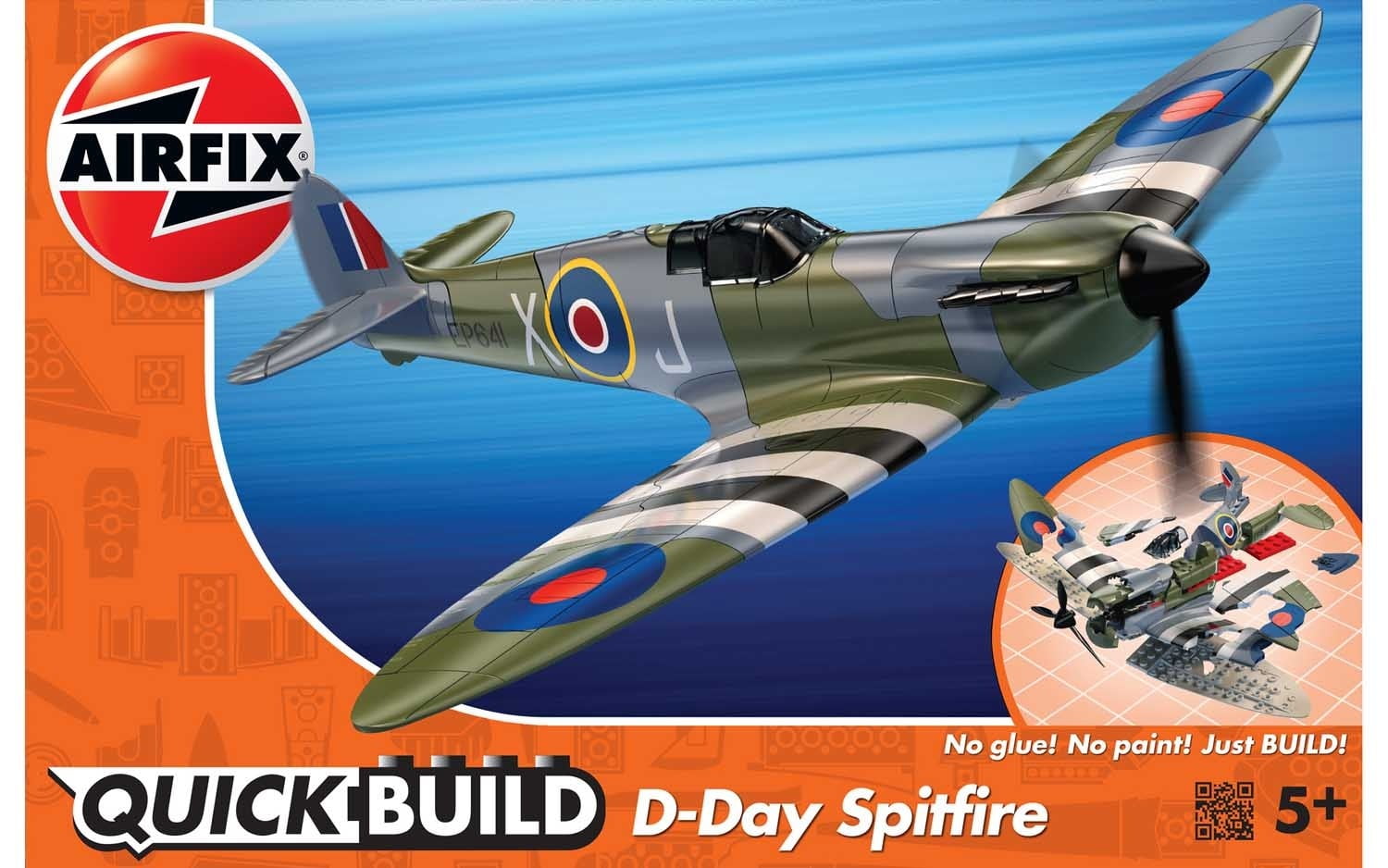 Skill 1 Model Kit D-Day Spitfire Snap Together Painted Plastic Model ...