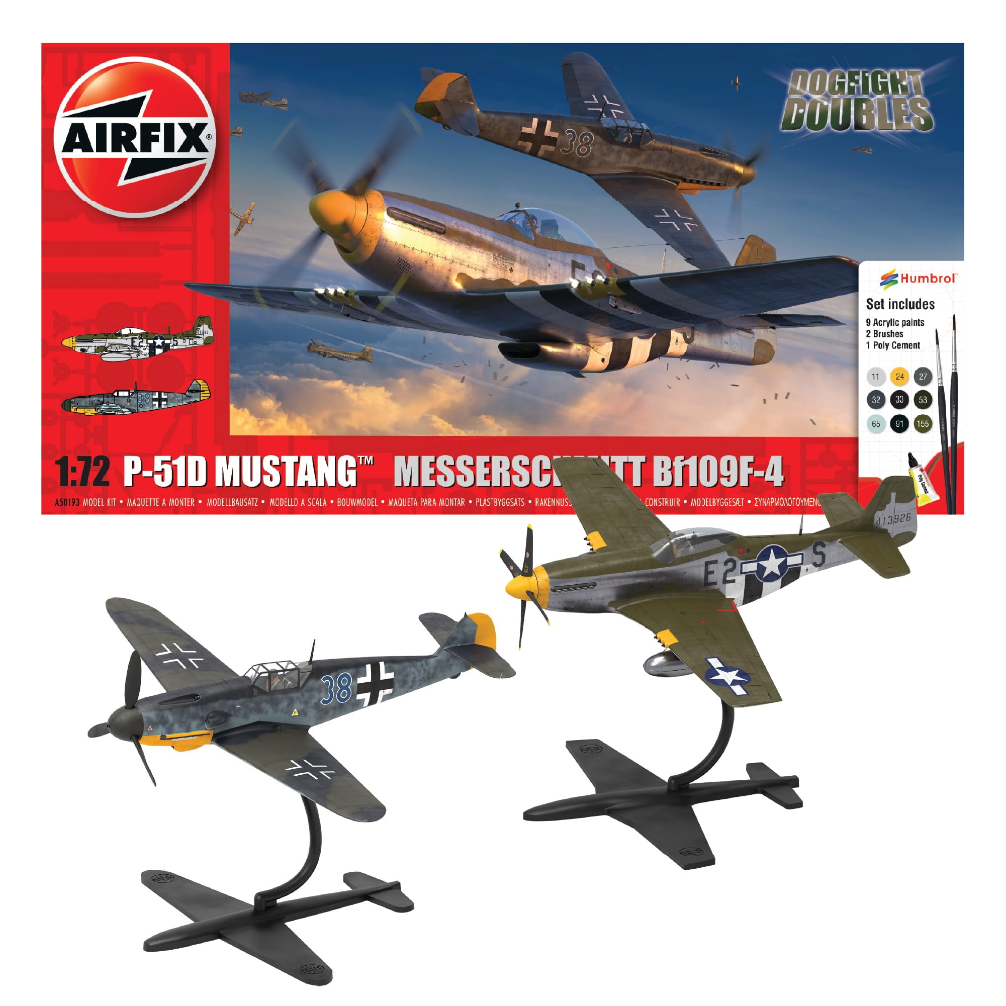 Airfix Model Set - A50193 P-51D Mustang vs Bf109F-4 Dogfight Double ...