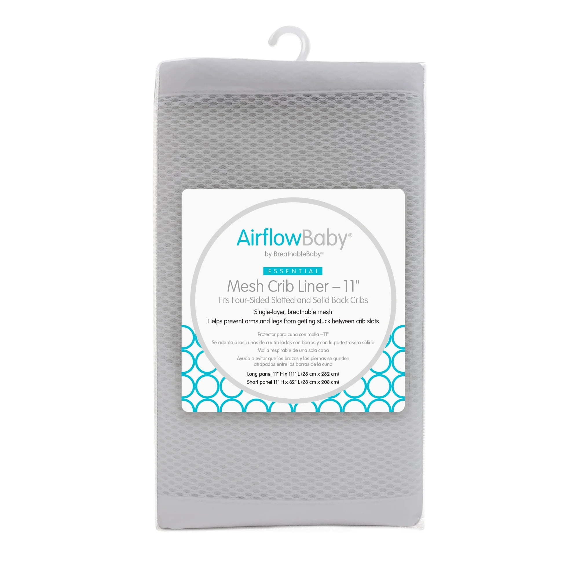 AirflowBaby Breathable Mesh Liner for Full-Size Cribs, 11"H (23cm ...