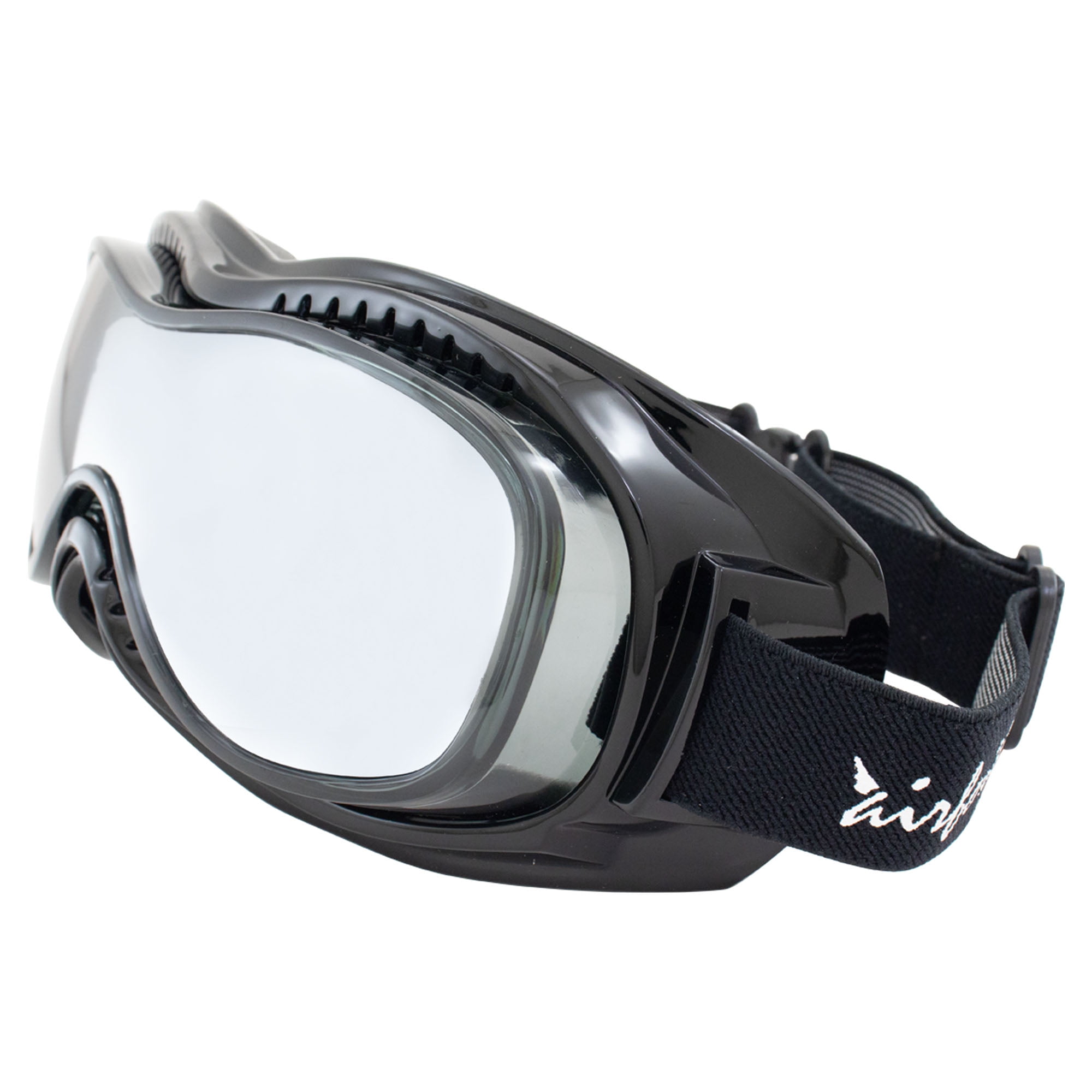Airfoil Black Goggles With Anti Fog Smoke Silver Mirror Polycarbonate ...