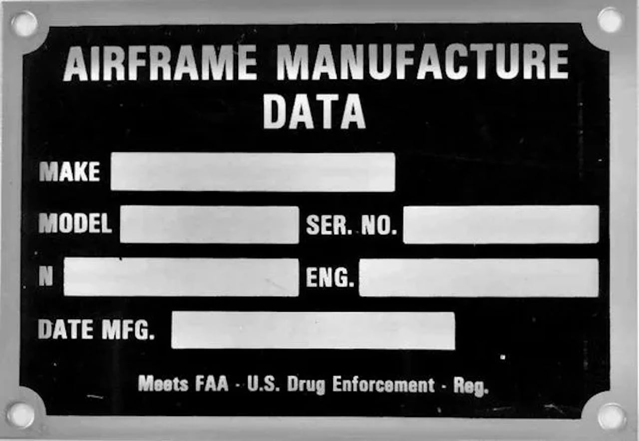 Airframe Manufacture Data Plate DPL-0121-01 - Walmart.com
