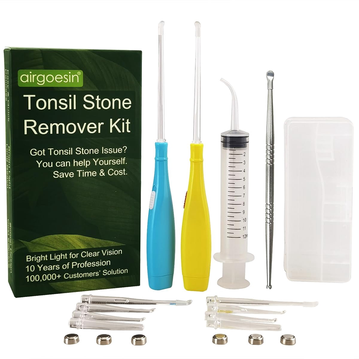 Airgoesin™ 6.75 inch Tonsil Stone Remover LED Tool Kit - 2 Sets, Oral ...