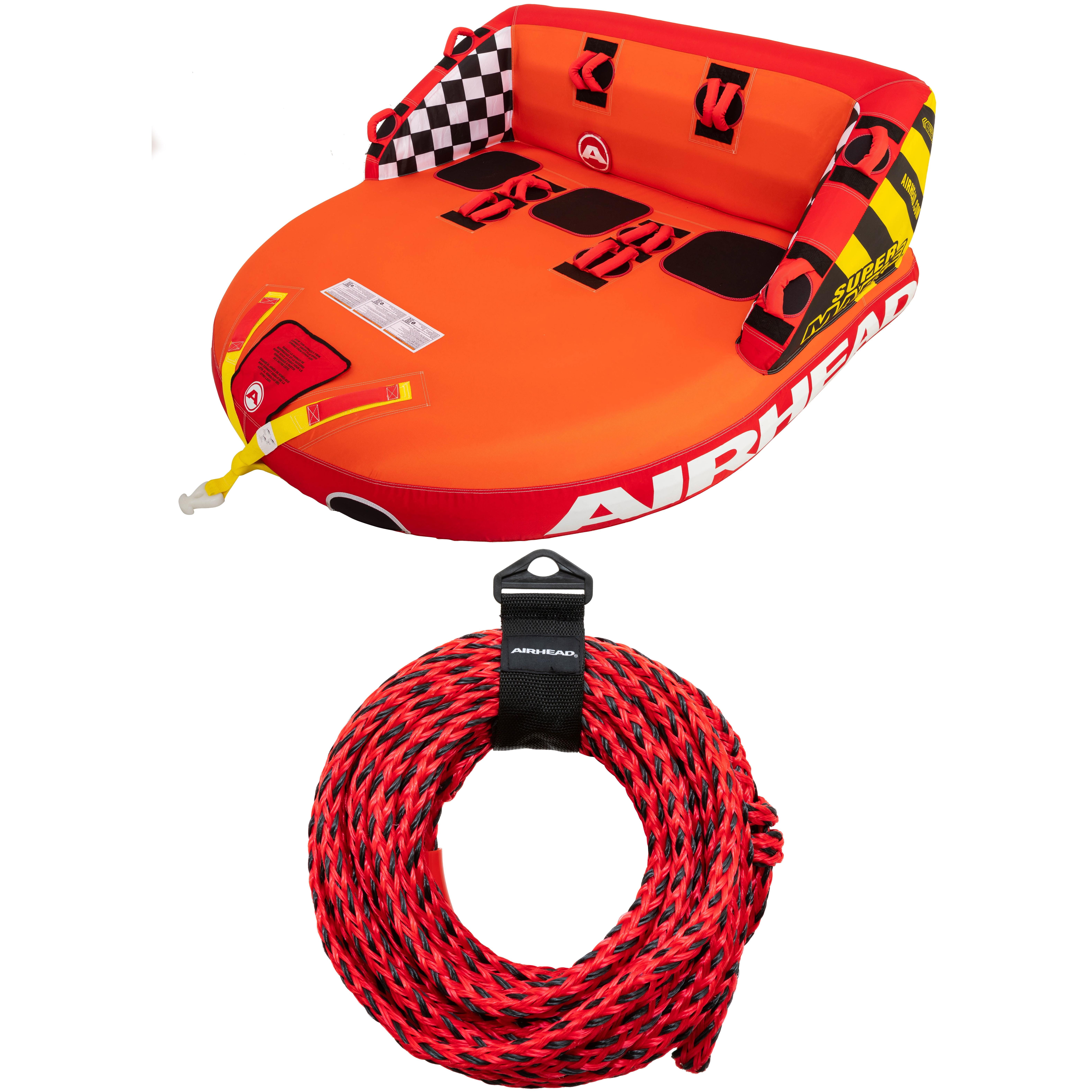 Airhead Super Mable 3-Person Towable Tube for Boating and Airhead 60 ft ...