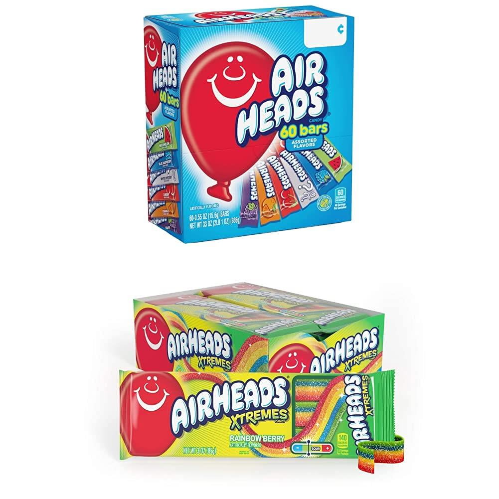 Airheads Candy Bars, Variety Bulk Box, 60 Indvidually Wrapped Full Size ...