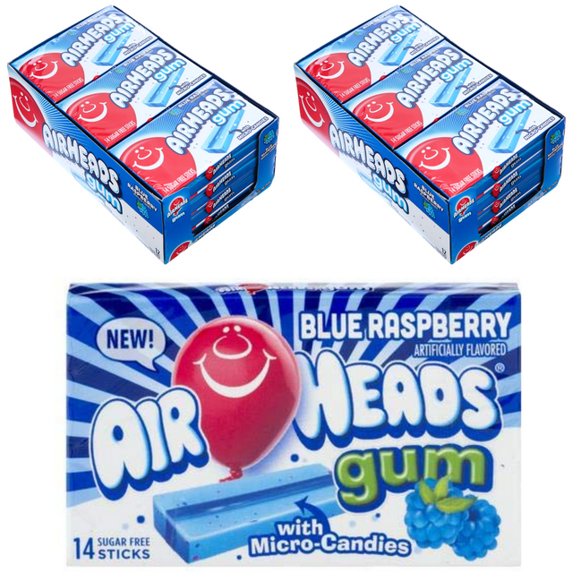 Airheads Candy, Chewing Gum, BLUE RASPBERRY Flavor, MICRO CANDIES ...