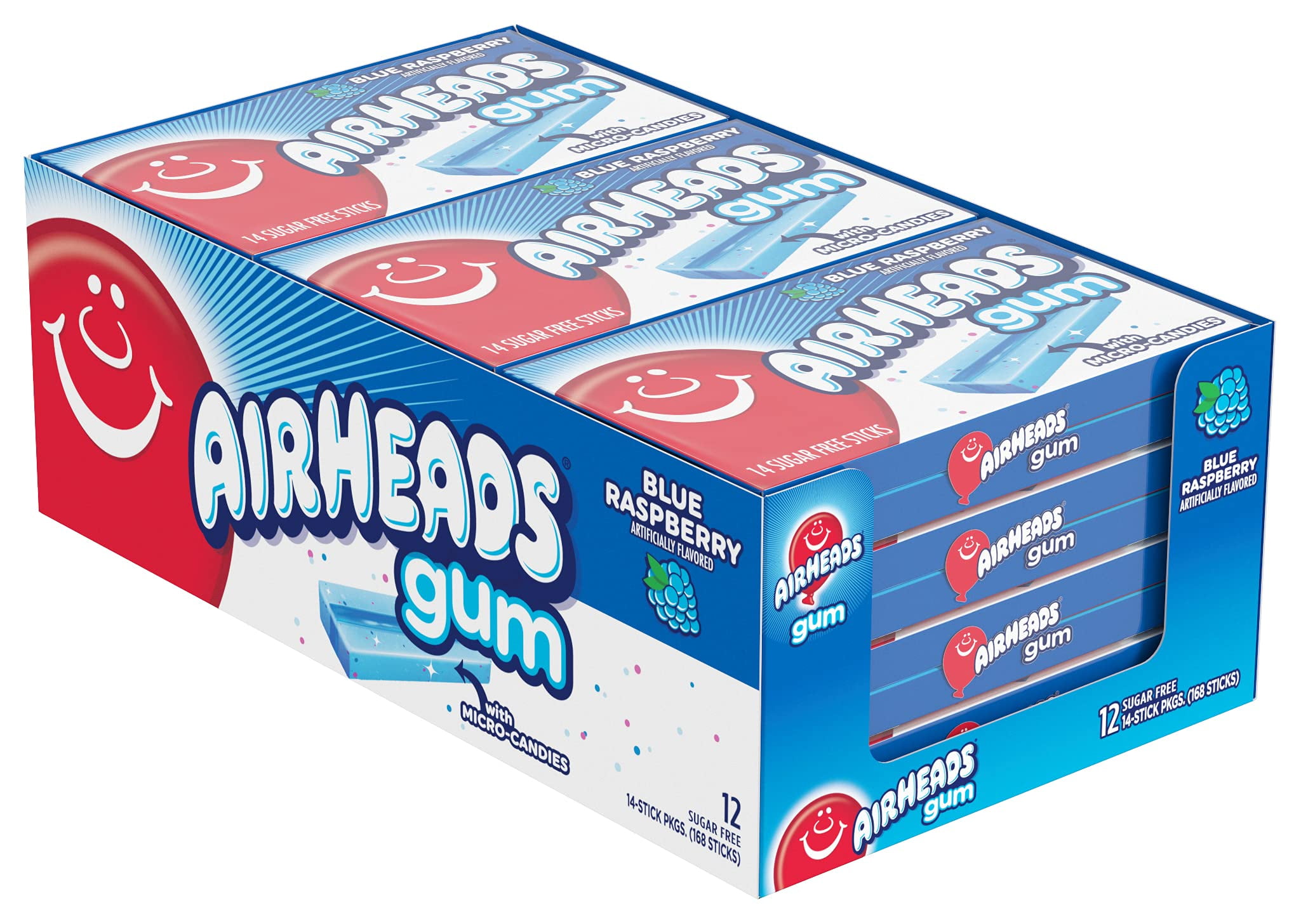 Airheads Candy, Chewing Gum, BCF26 Blue Rasberry Flavor, Sugar Free ...