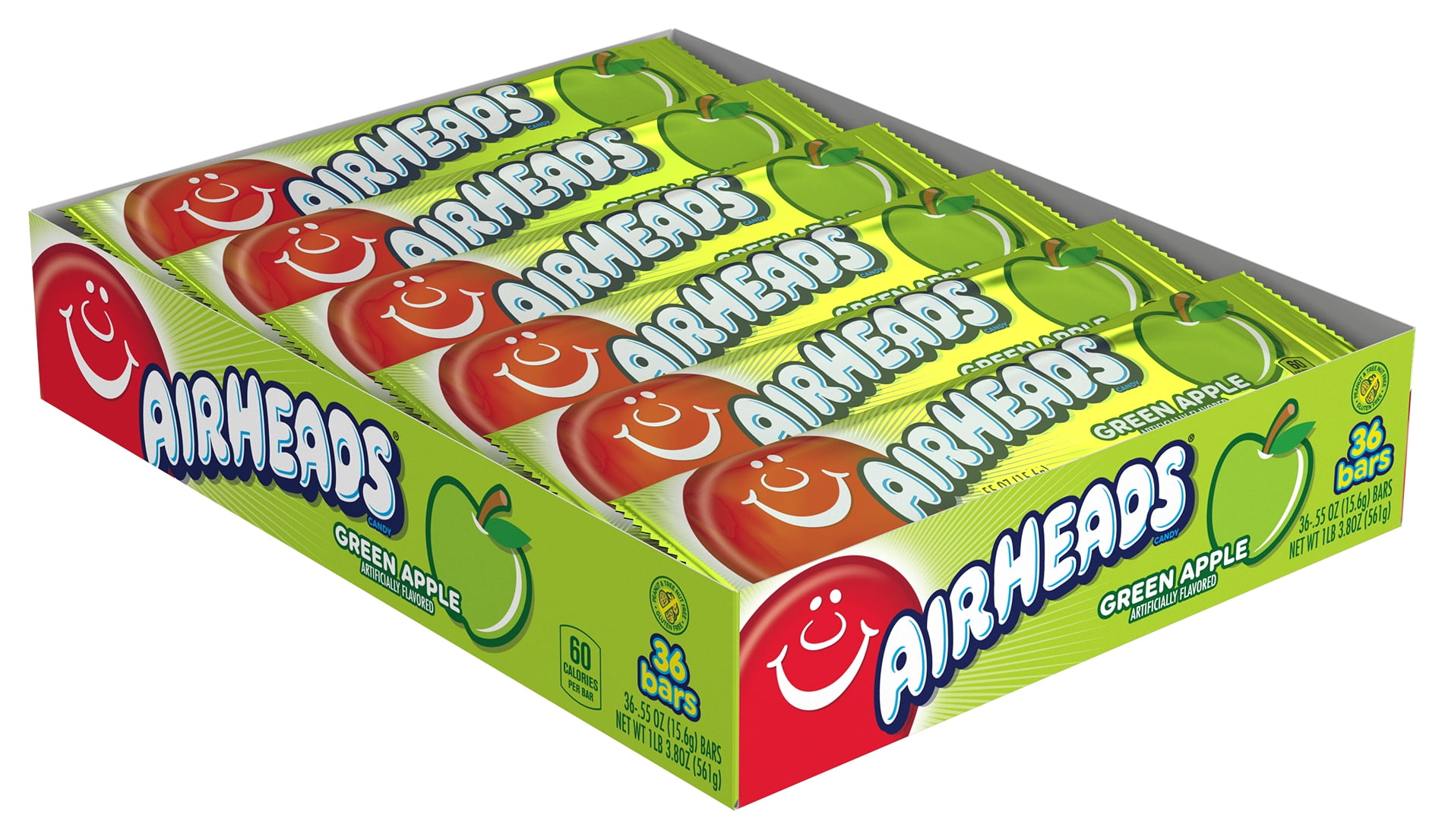 Airheads Candy Individually Wrapped Bars, Green Apple, 36 Count ...