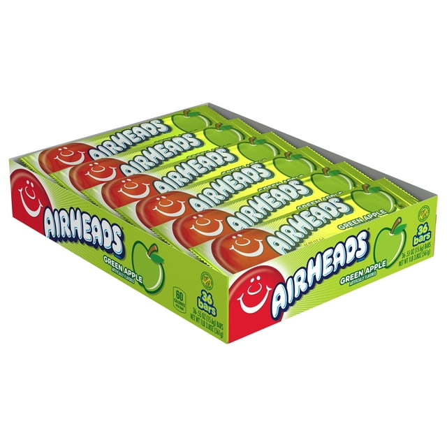 Airheads Candy Individually Wrapped Bars, Green Apple, 36 Count ...