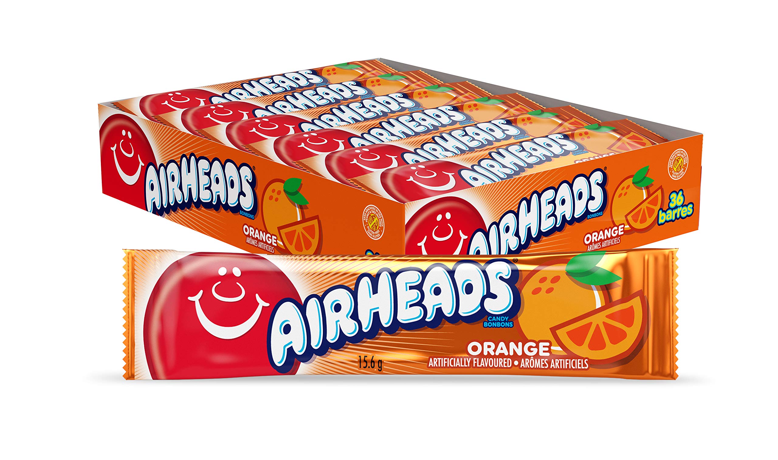 Airheads Candy Individually Wrapped Bars, Orange, 0.55 Ounce (Pack Of ...