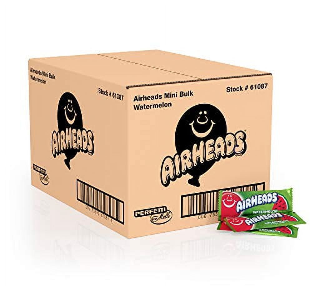 Airheads Candy Mini Bars, Watermelon Flavor, Individually Wrapped, Bulk ...