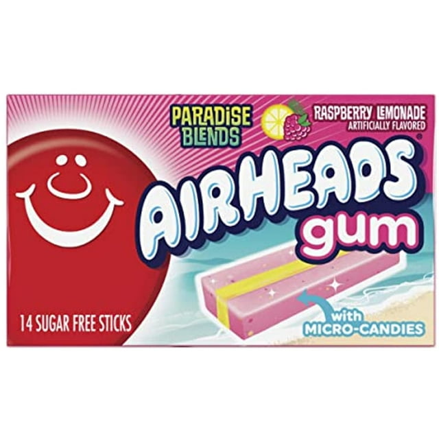 Airheads Candy Sugar-Free Chewing Gum With Xylitol, Raspberry Lemonade ...