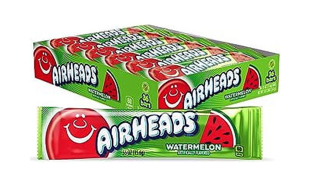Airheads Candy, Watermelon Flavor, Individually Wrapped Full Size Bars ...