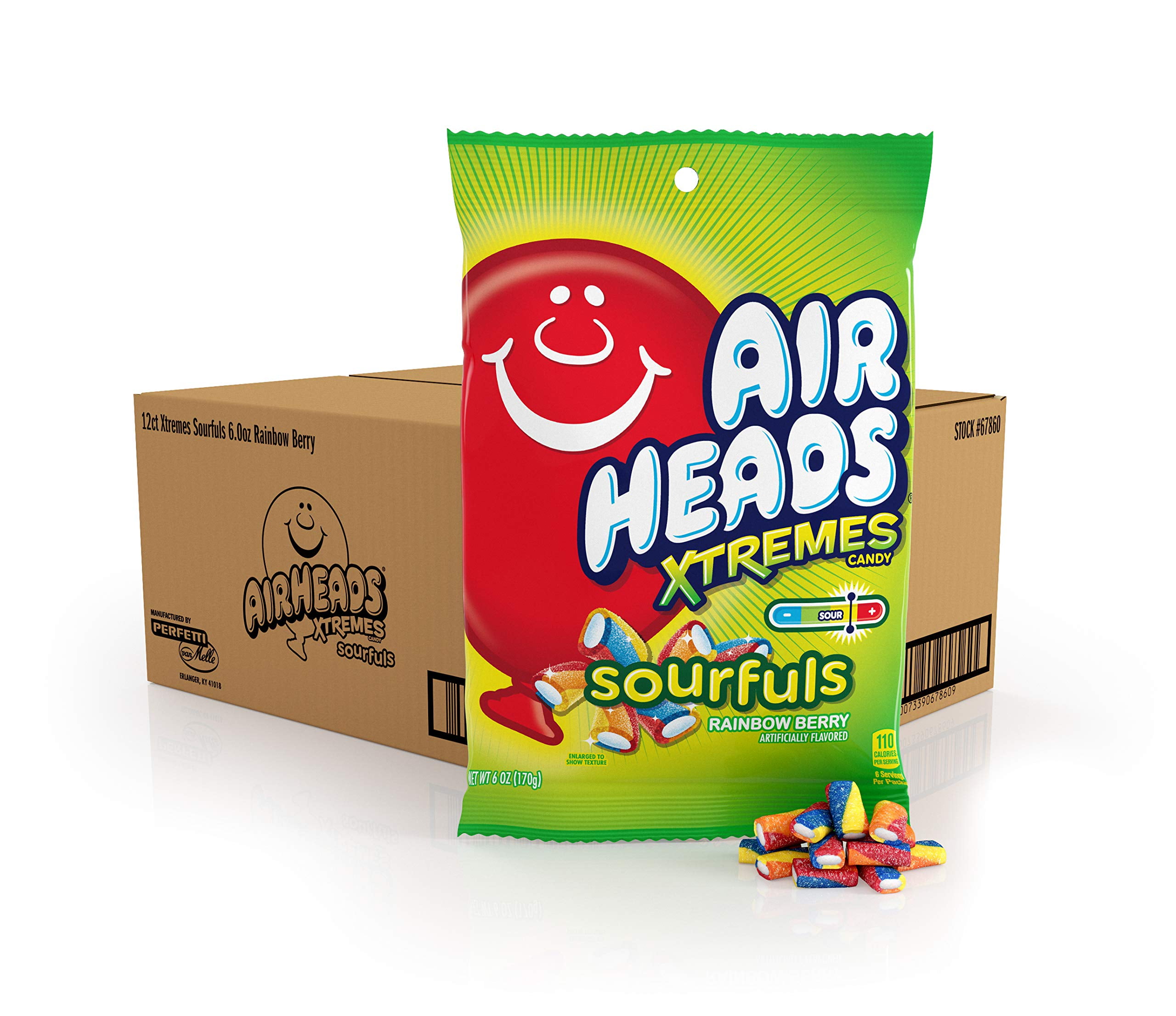 Airheads Candy, Xtremes Sourfuls Bag, Rainbow Berry, Non Melting, Bulk ...