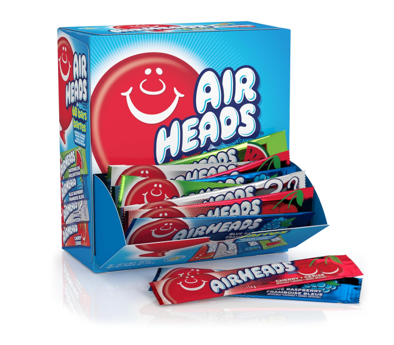 Airheads Full-Size Candy Bars, Taffy Candy Bulk Variety Pack ...