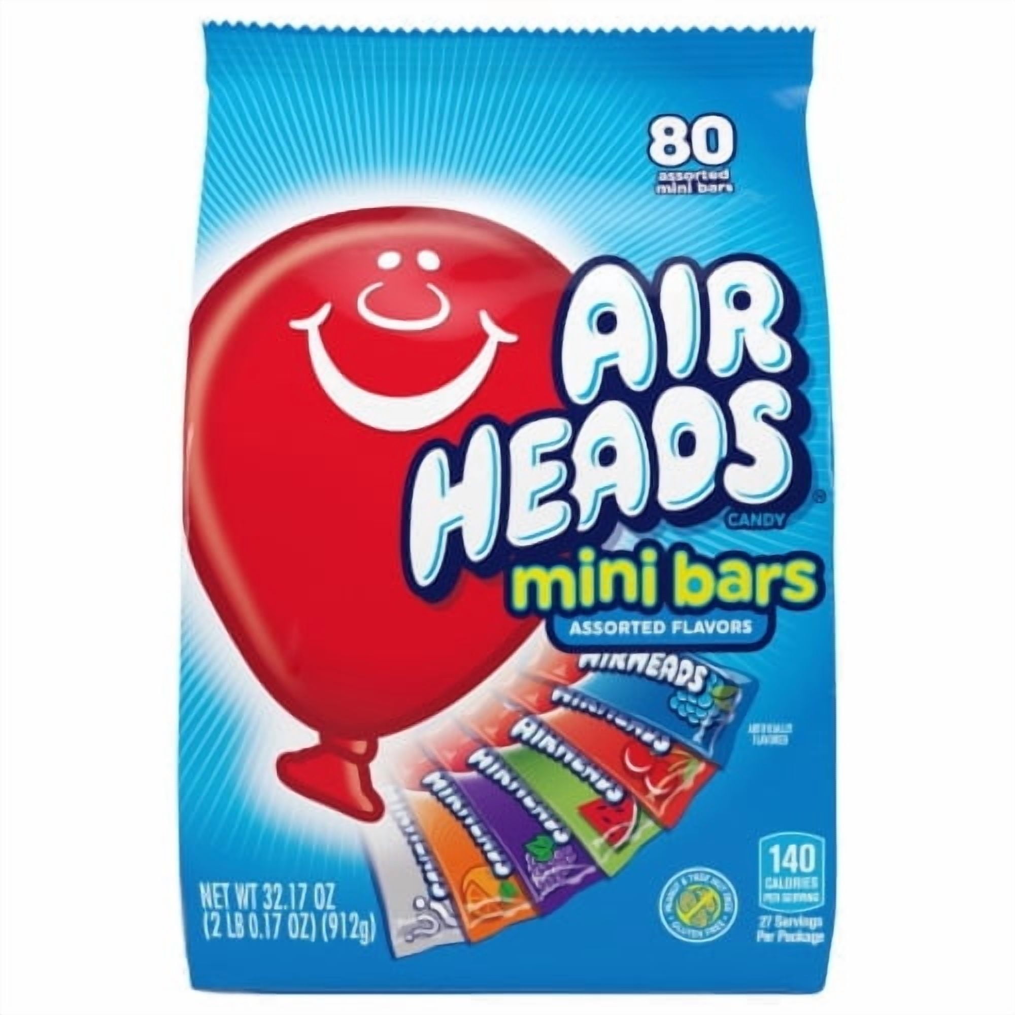 Airheads Individually Wrapped Flavored Mini Candy Bars - 32 oz - 80 ct ...