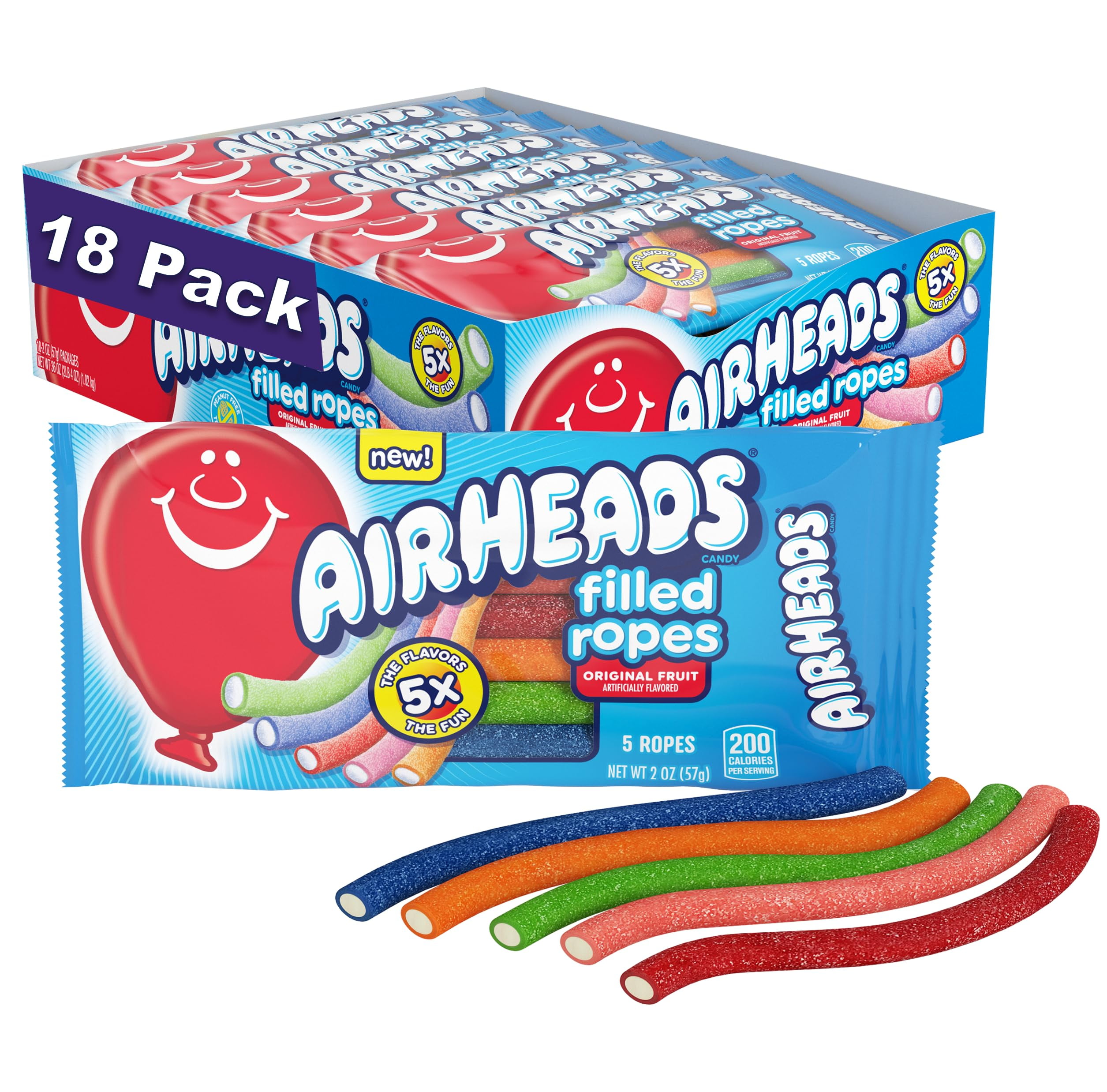Airheads Soft Filled Ropes, Soft and Chewy Candy Ropes, Original Fruit ...