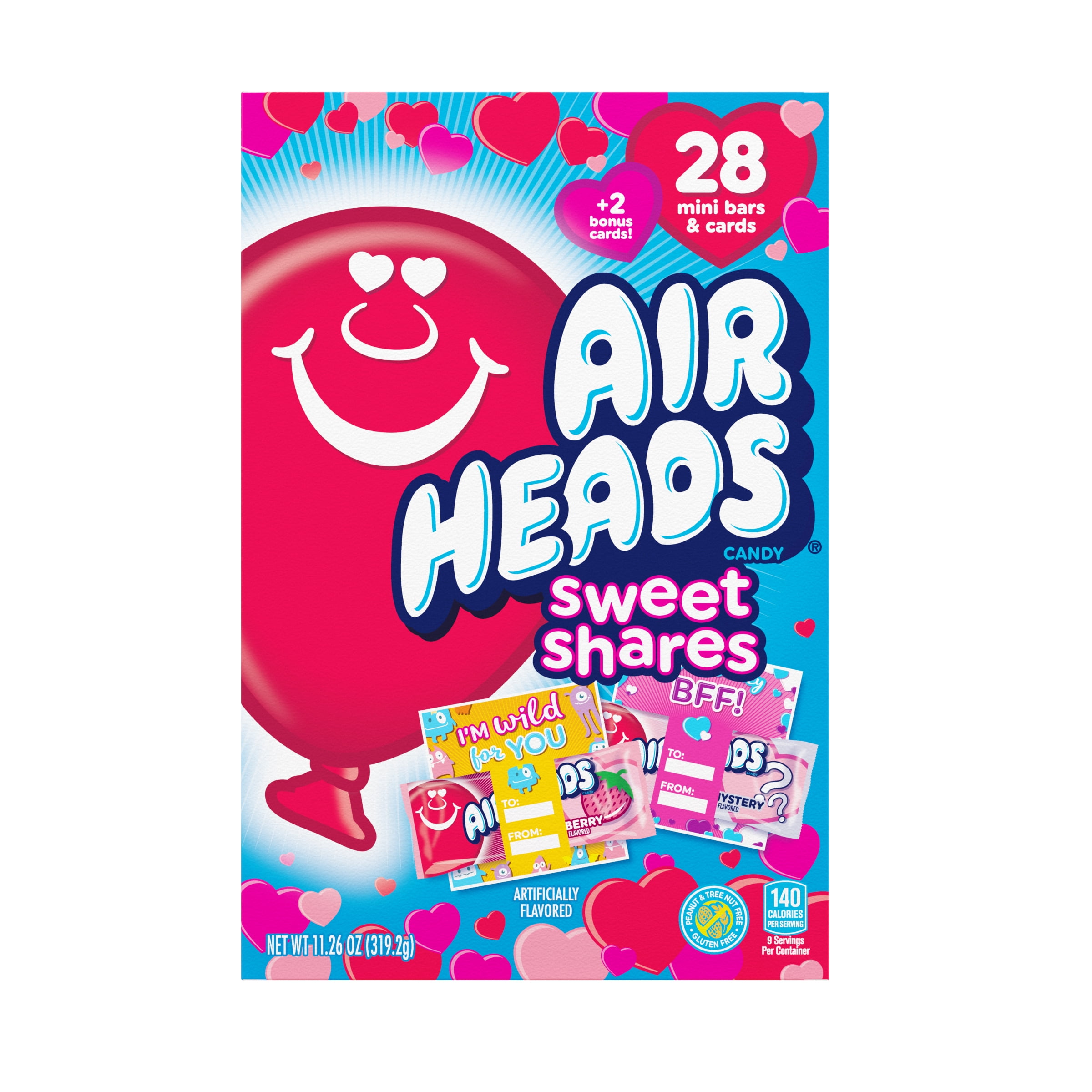 Airheads Valentine Assorted Flavor Candy, 0.4 Oz., 28 Count - Walmart.com