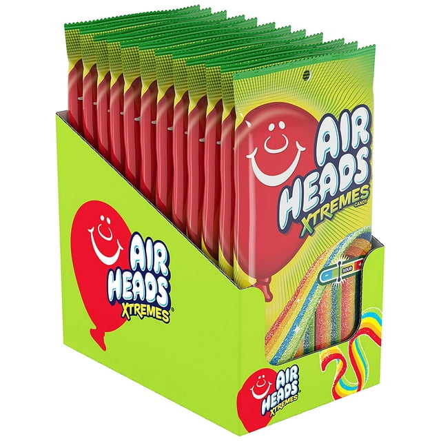 Airheads Candy Xtremes Belts Sour Candy, Rainbow Berry, Non Melting ...