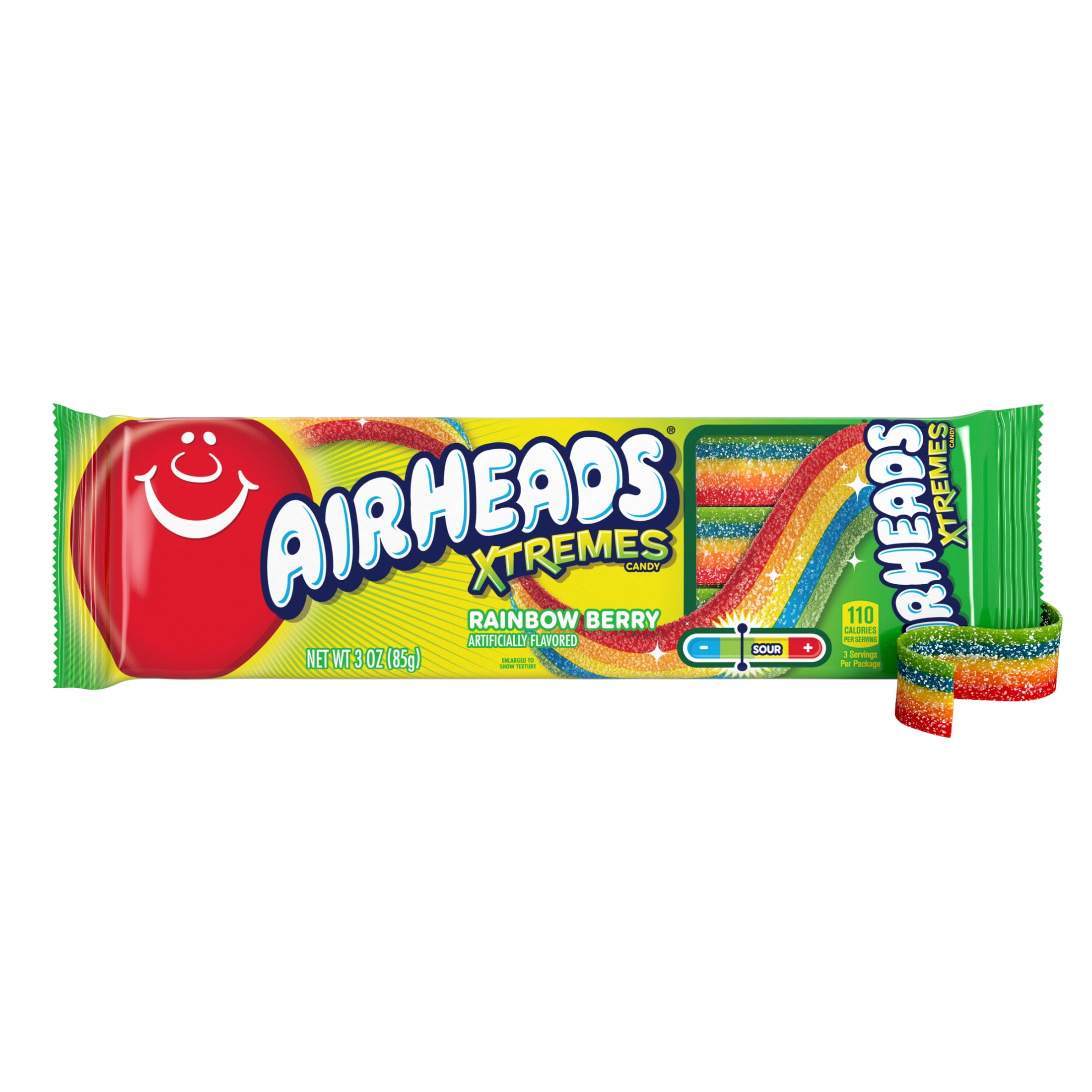 Airheads Xtremes Belts Sweetly Sour Candy Pack, Rainbow Berry, Nut Free ...