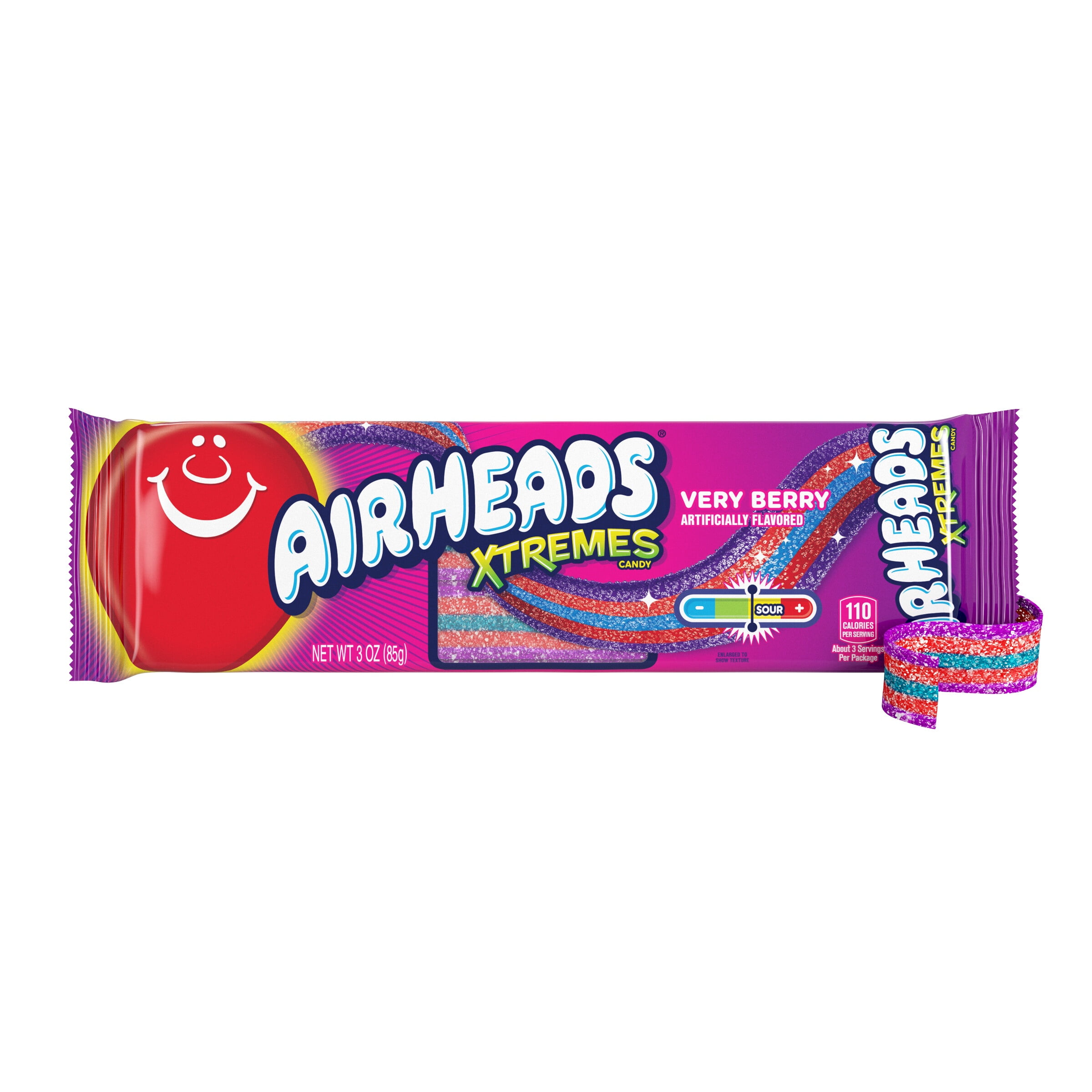 Airheads Xtremes Belts Sweetly Sour Candy, Very Berry, Nut Free, 3 oz ...