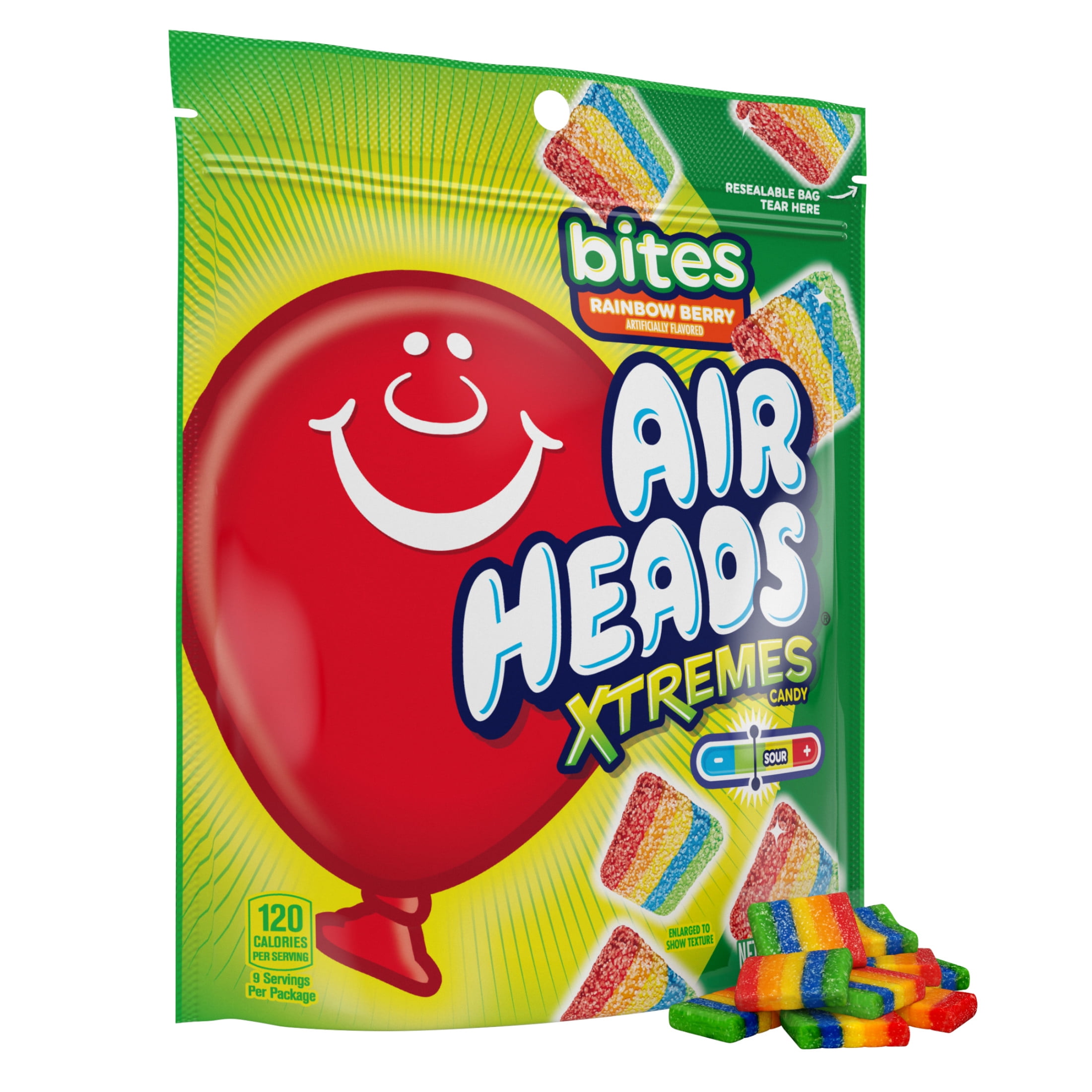 Airheads Xtremes Bites Peanut-Free Rainbow Berry Chewy Sour Candy, 9 oz ...