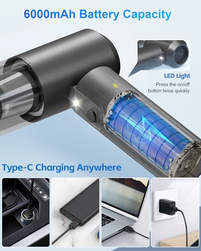 Airifypro Portable Car Vacuum - 4 in 1 90° Foldable Vacuum Cleaner for ...